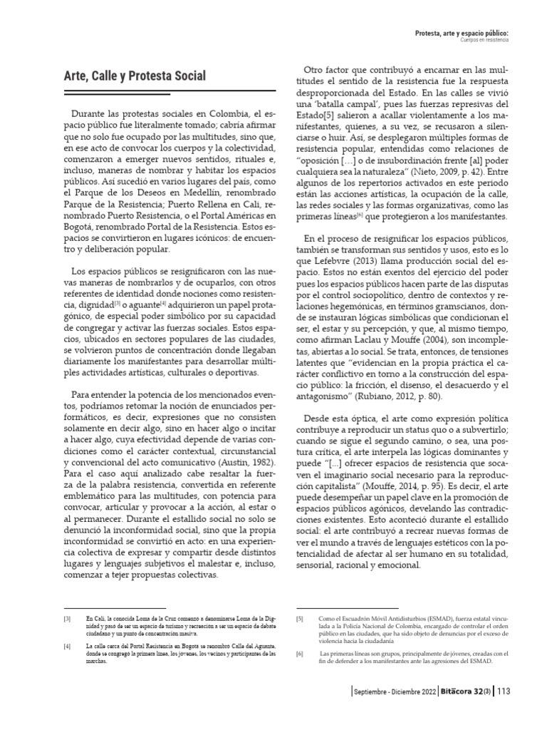 Arte, Calle y Protesta Social | PDF | Arte de performance | Experiencia