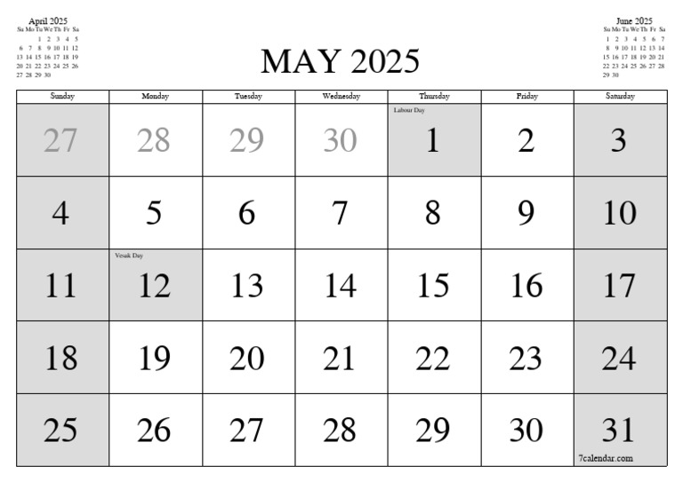 2025 Calendar Overview: April to June | PDF