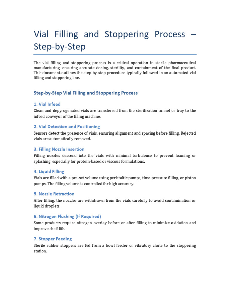 Vial Filling Stoppering Process | PDF