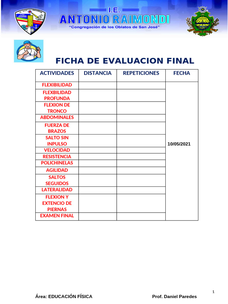 Ficha de Evaluacion Final Raimondi 2021 | PDF