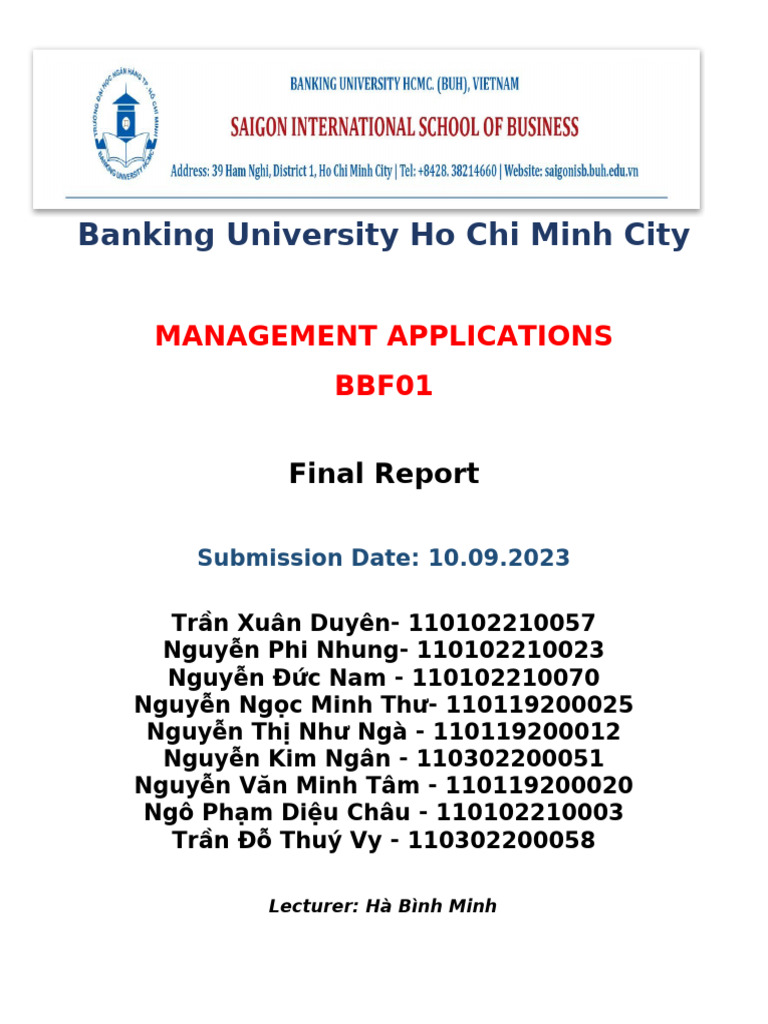 Final Report - Management Applications | PDF | Variance | Standard ...