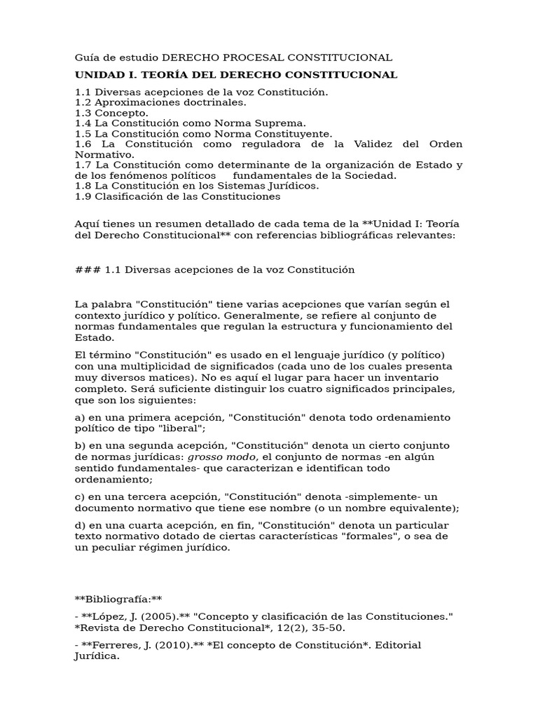Guía de Estudio DERECHO PROCESAL CONSTITUCIONAL | PDF | Constitución | Ley constitucional