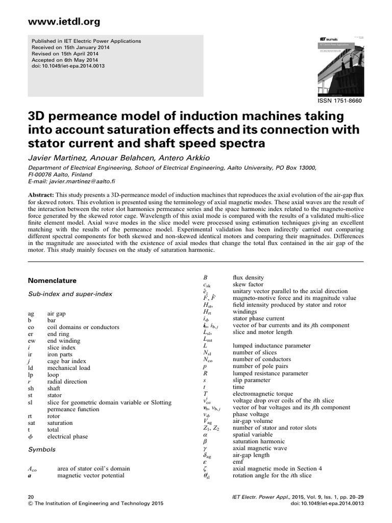 3D Permeance Model of Induction Machines | PDF | Electric Motor ...