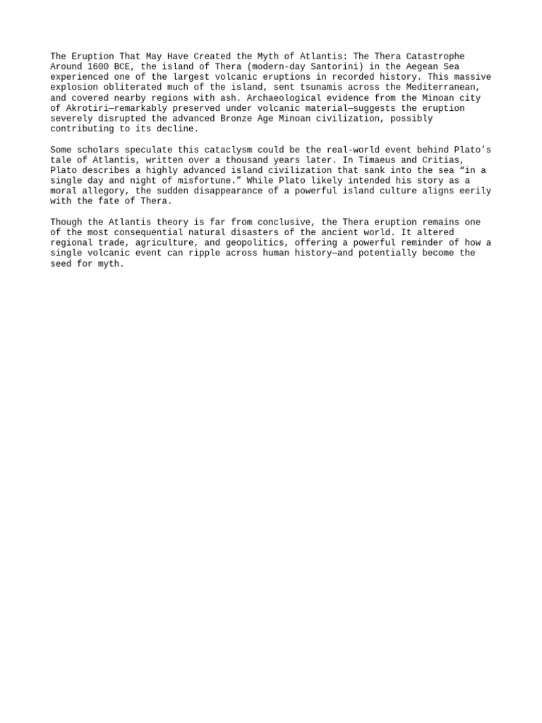 The Eruption That May Have Created the Myth of Atlantis The Thera ...