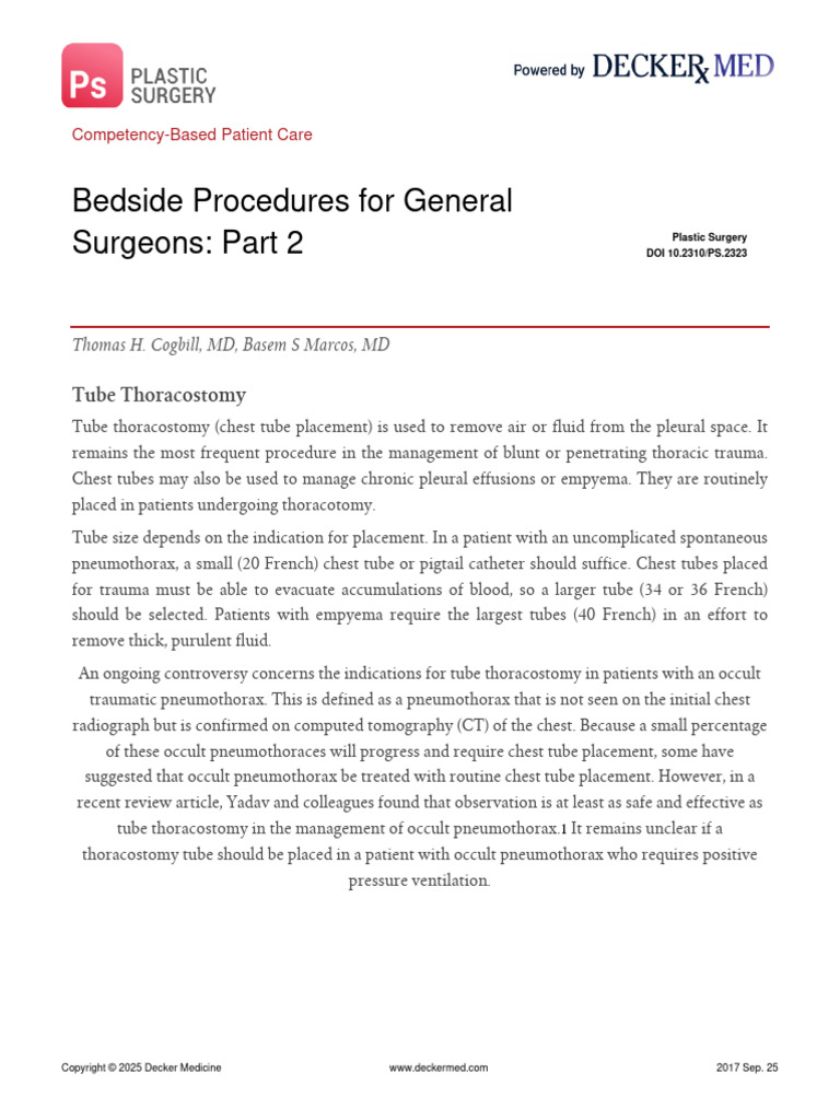 Bedside Procedures For General Surgeons - Part 2 | PDF | Medical ...