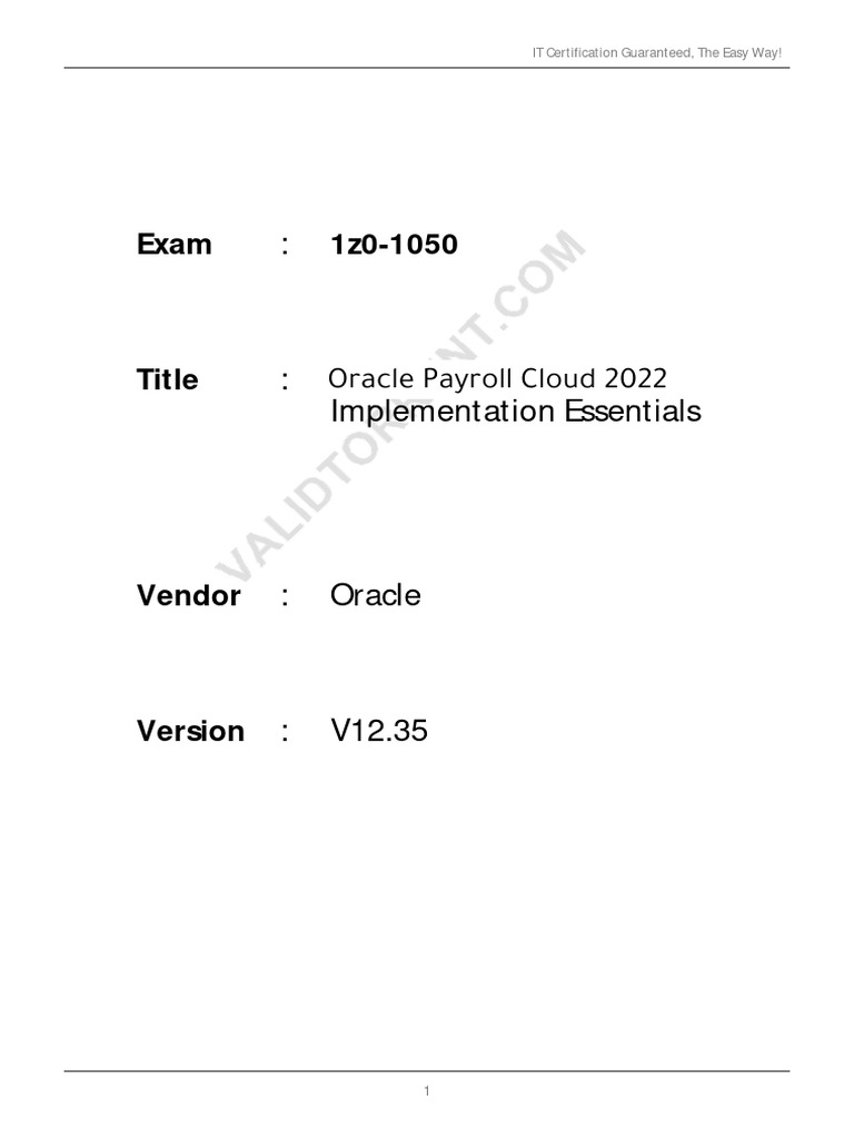 Oracle Payroll Cloud Exam Guide | PDF | Payroll | Paycheck