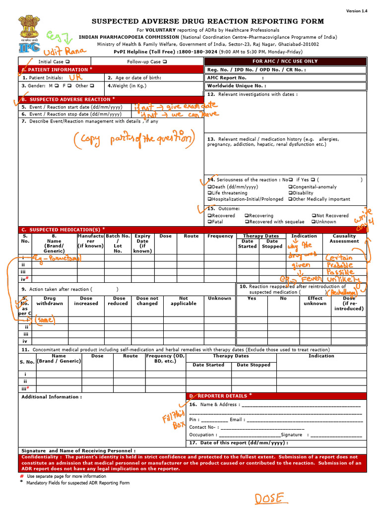 ADRnewReporting Form 14 240924 103541 | PDF | Pharmacy | Pharmaceutical Sciences