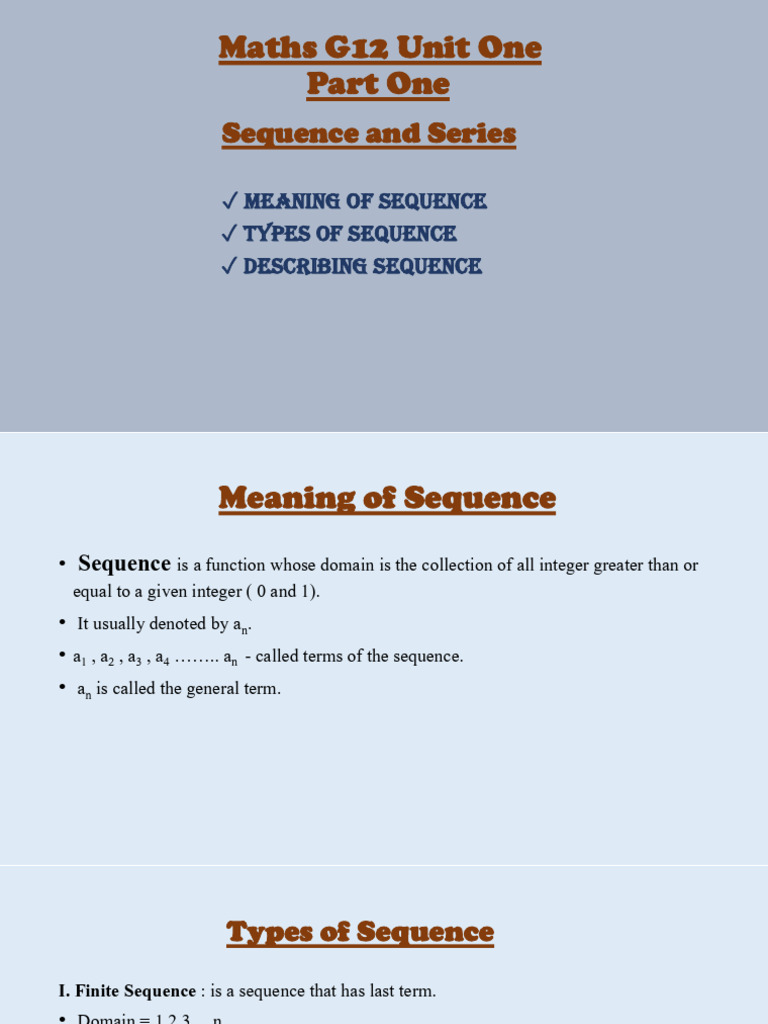 Maths G12 Unit One (Part 1, 2, 3) Short Note | PDF | Sequence ...
