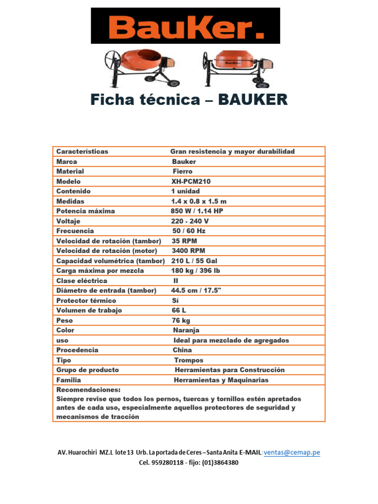 Ficha Tecnica BAUKER | PDF