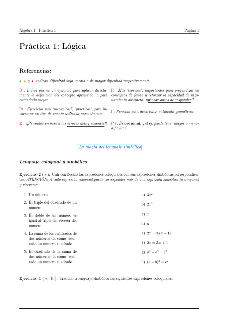 Alg I - Práctica 1 - Lógica | PDF | Proposición | Verdad