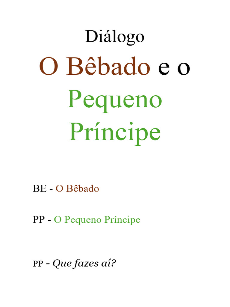 Diálogo entre o Bêbado e o Pequeno Príncipe | PDF
