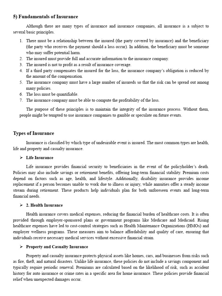 Fundamentals of Insurance Principles | PDF | Insurance | Life Insurance