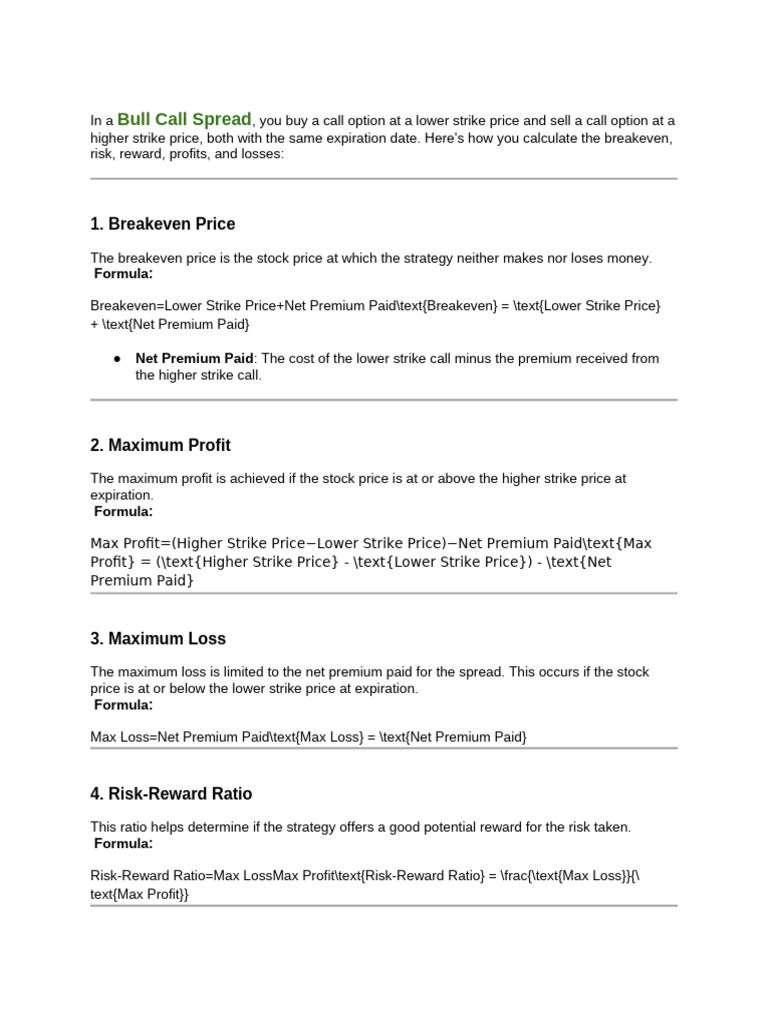 Bull Call Debit Spread | PDF