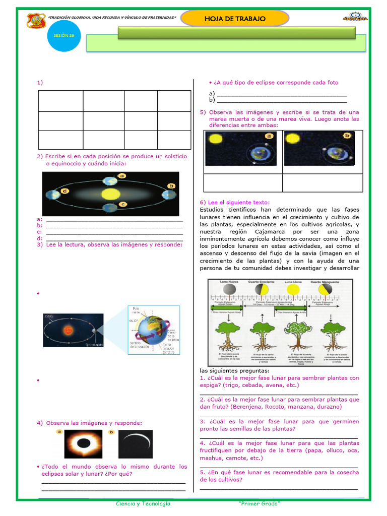 CT HOJA DE TRABAJO Semana Del 24 AL 26 DE OCTUBRE | PDF | Luna | Tierra