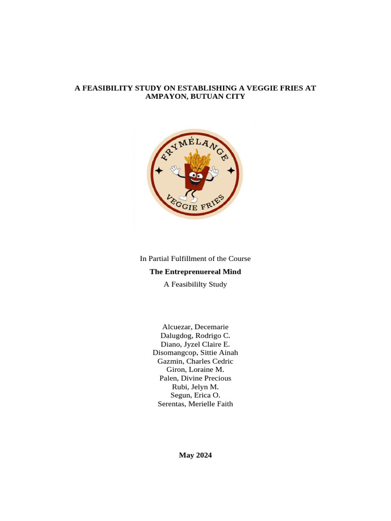 Feasibility Study: Veggie Fries Kiosk | PDF | Pricing | Vitamin