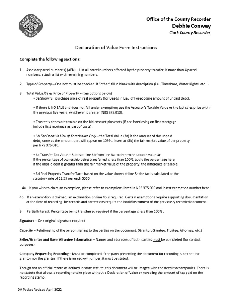 Declaration of Value Filled | PDF | Foreclosure | Limited Liability Company