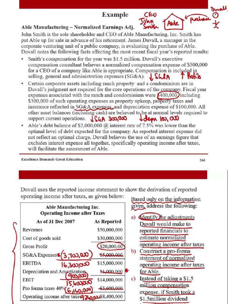 Private Equity - Normalization of Earnings Example | PDF