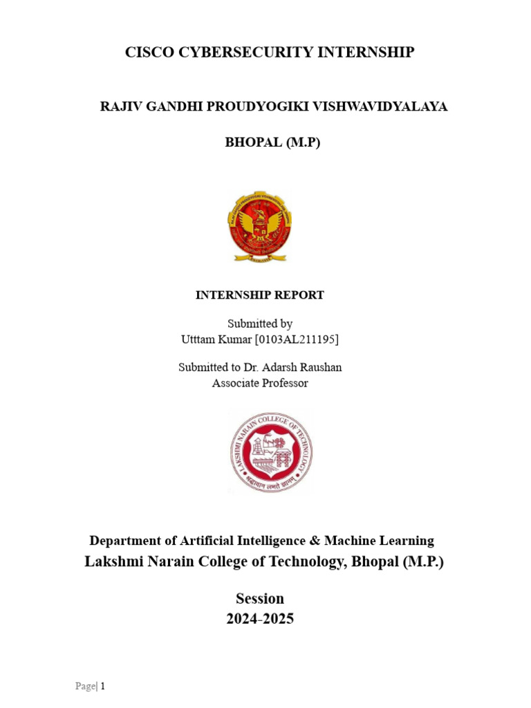 Cisco Cybersecurity Internship Report | PDF | Computer Network | Osi Model