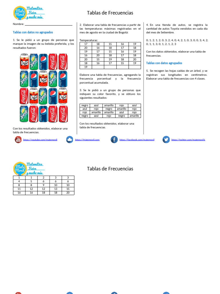 Tablas de Frecuencias Ejercicios Propuestos PDF | PDF