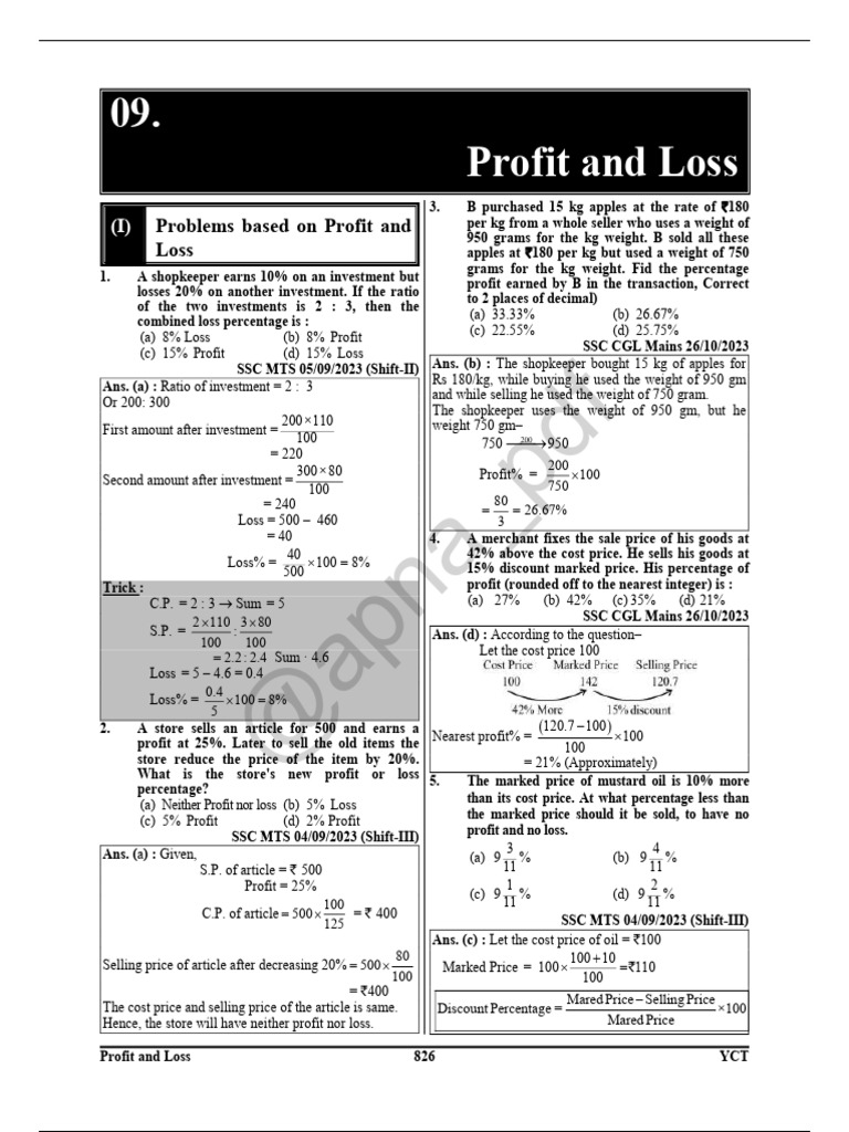 SSC Mat821-890 | PDF | Prices | Percentage