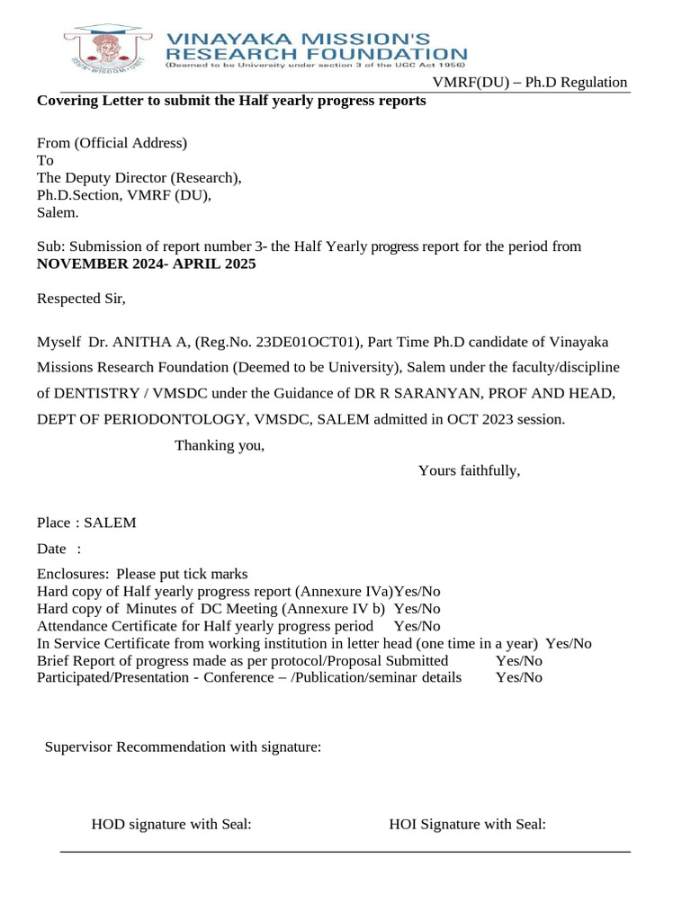 Iv - Half Yearly Progress Report | PDF | Doctor Of Philosophy ...