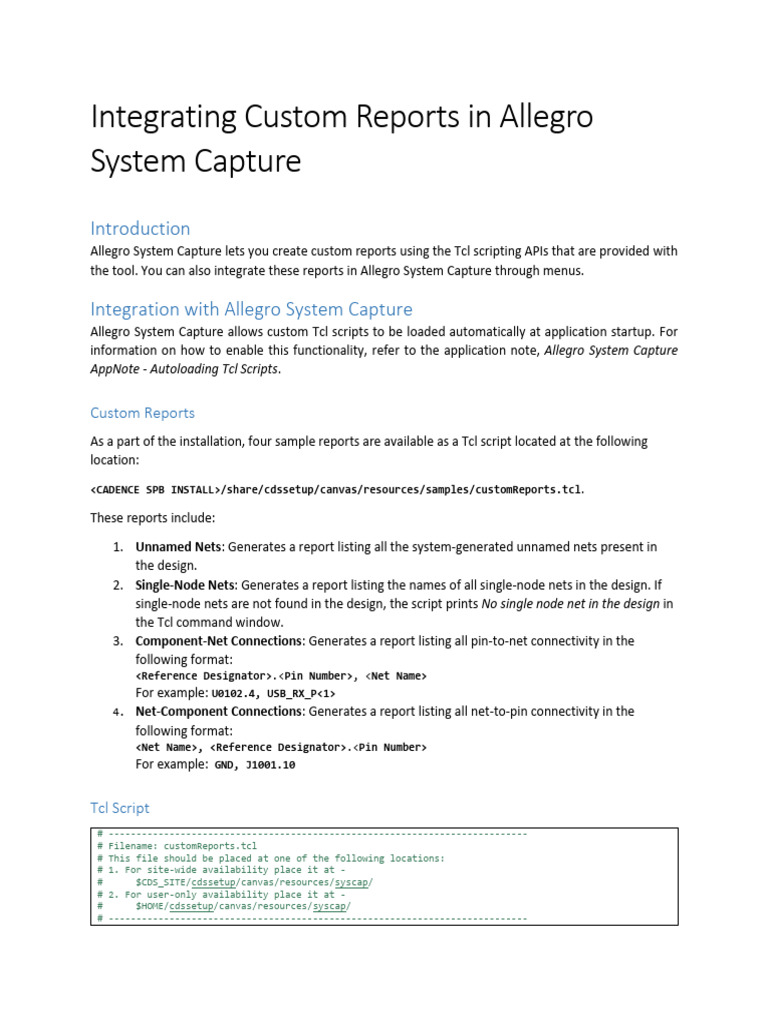 Allegro System Capture AppNote - Custom Reports | PDF | Software Engineering | Software