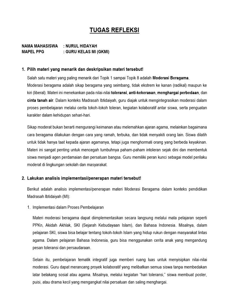 Tugas Refleksi Modul Profesional | PDF