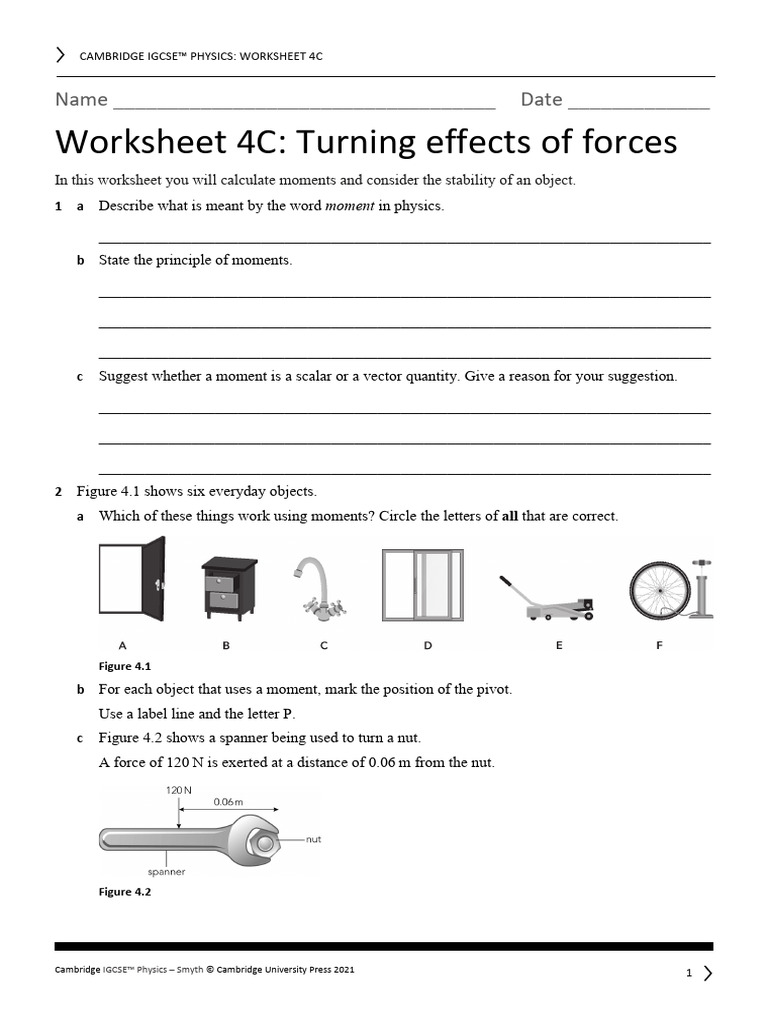 igcse_physics_3ed_tr_ws_4c | PDF | Force | Physical Quantities