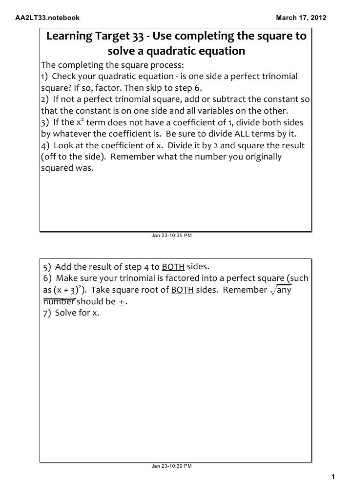 Completing The Square | PDF