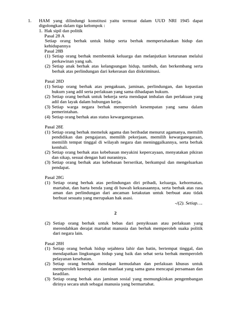 Hak Asasi Manusia dalam UUD 1945 | PDF