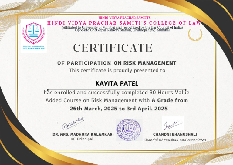 Risk Management Certificate of Participation (VAC) .PDF (3) - 96 | PDF