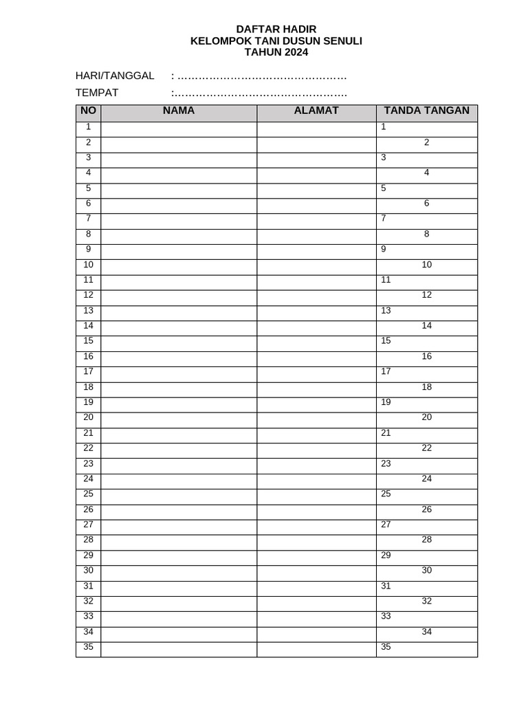 DAFTAR HADIR POKSTAN | PDF
