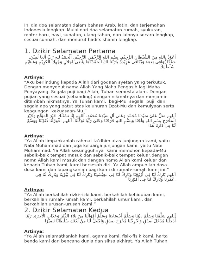 Doa Selamatan Lengkap dalam Islam | PDF