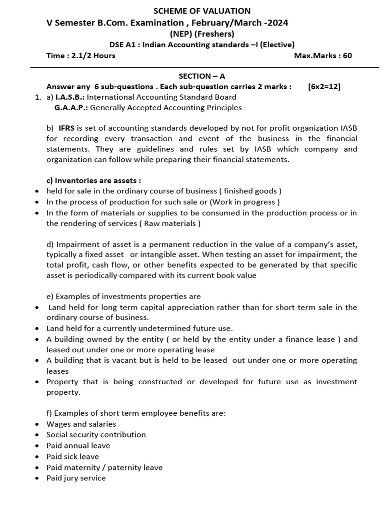 IAS 2024 Scheme of Valuation | PDF | International Financial Reporting Standards | Expense