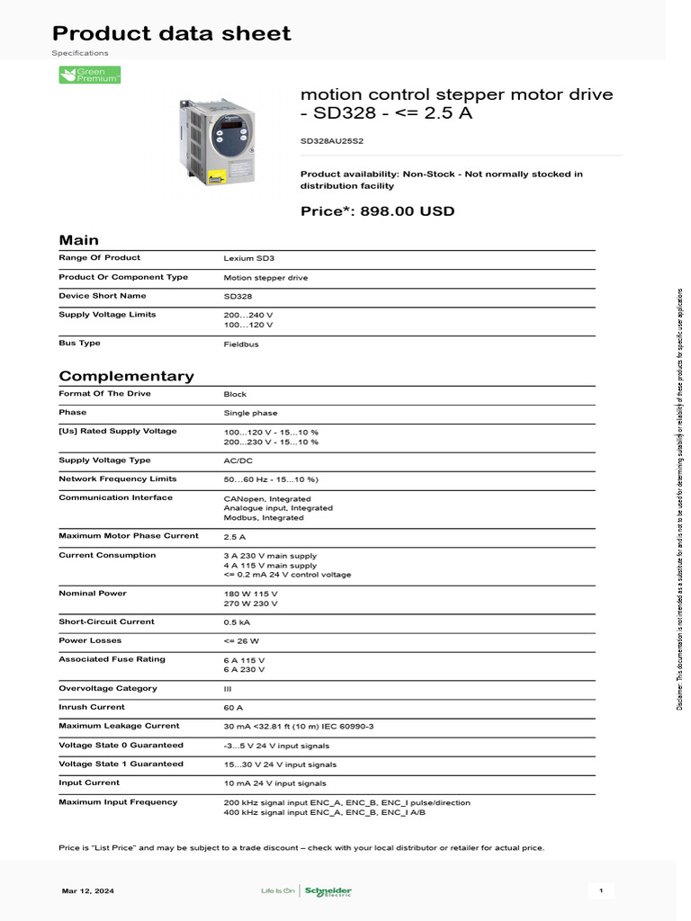 Lexium SD328 Stepper Drive Overview | PDF