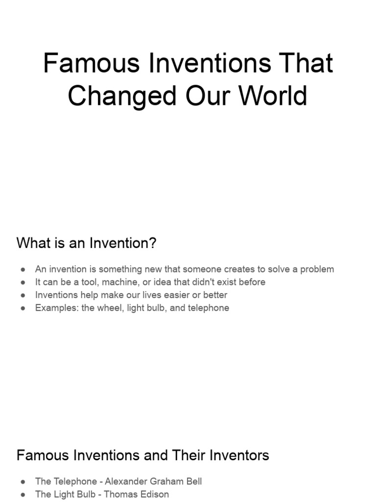Famous Inventions That Changed Our World | PDF