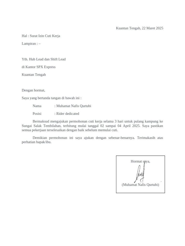 File Pengajuan Cuti Kerja | PDF