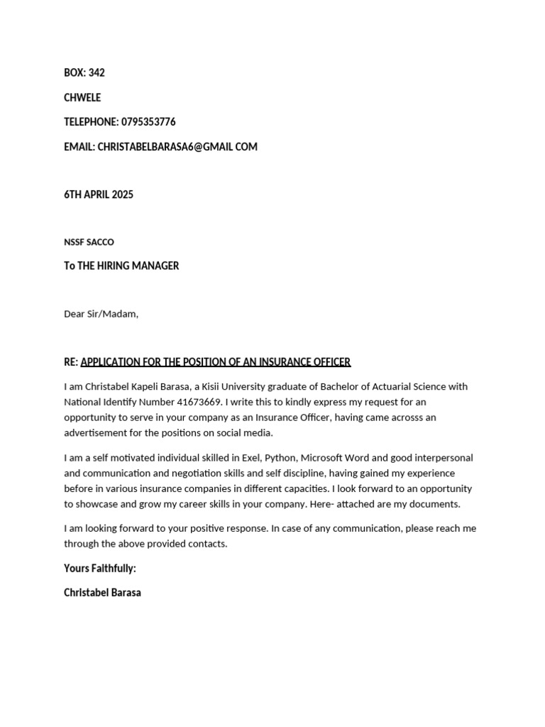 Kapeli NSSF Letter | PDF