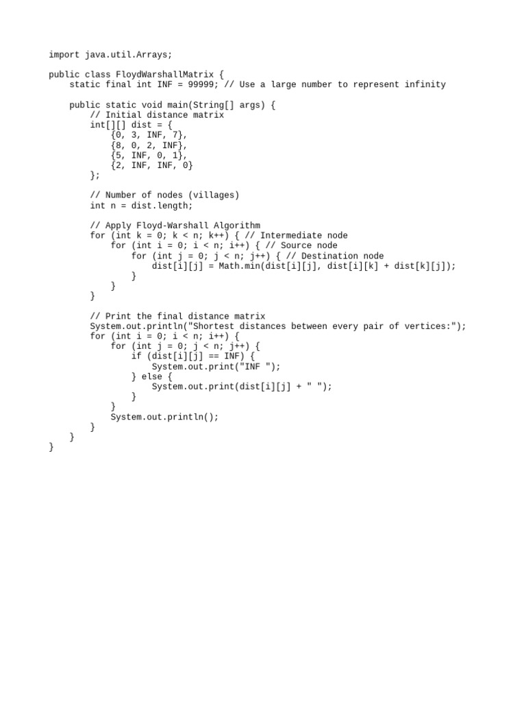 Floyd Wars Halal Go Using Matrix | PDF