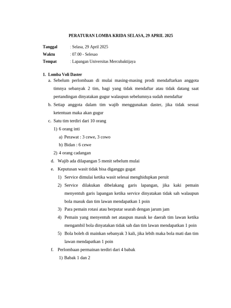 Peraturan Lomba Krida | PDF