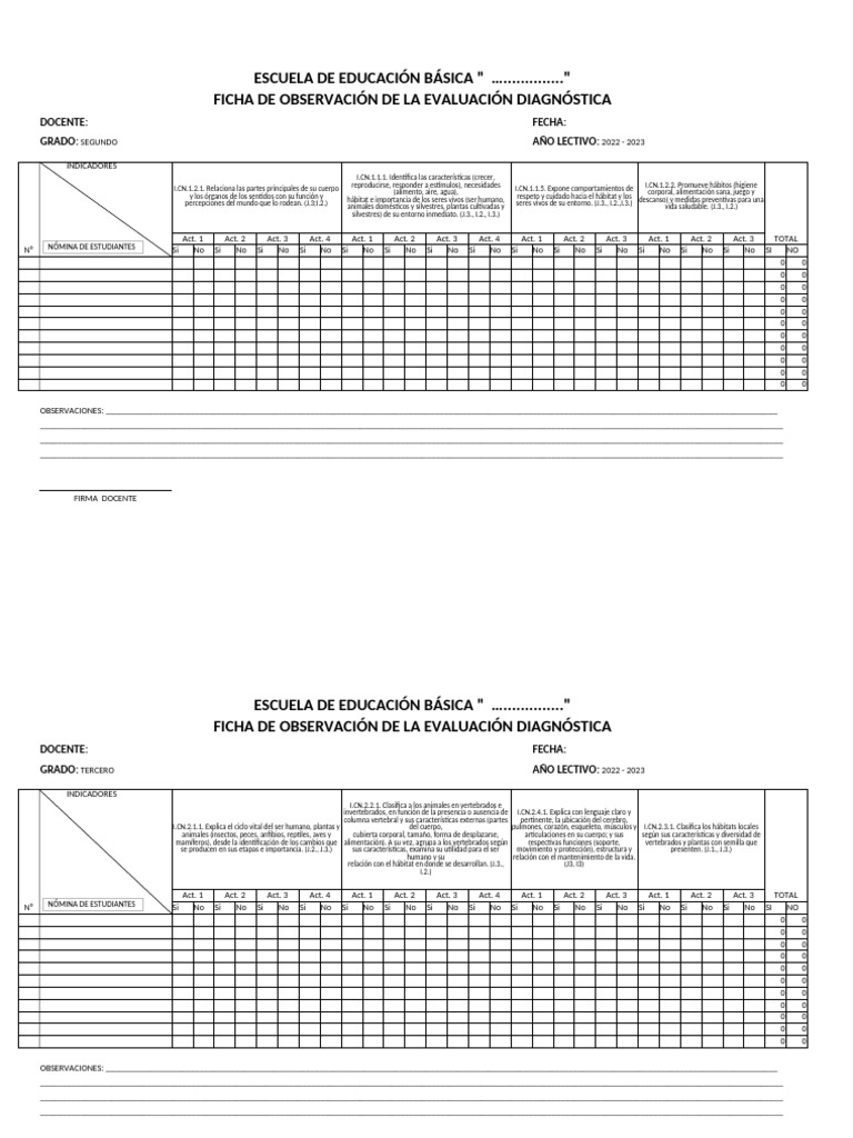 Ficha de Observacion Ciencias Naturales | PDF | Vertebrados | Esqueleto