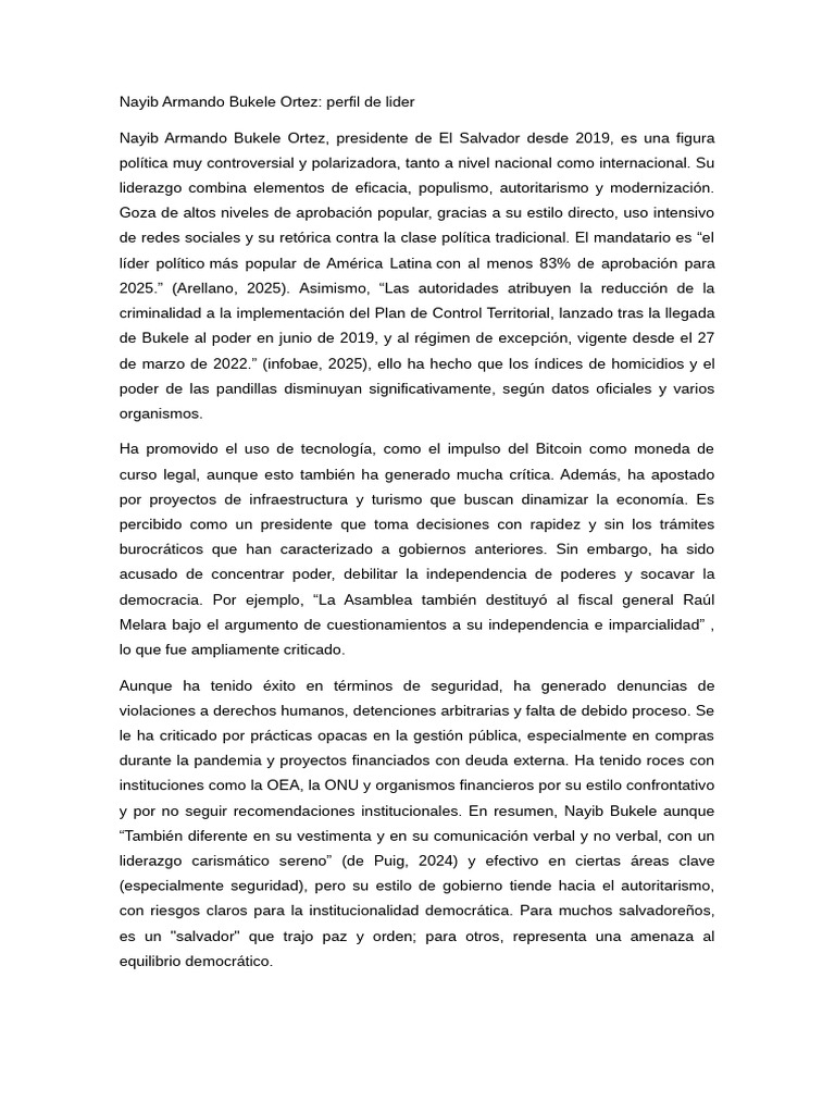 Nayib Armando Bukele Ortez | PDF | Gobierno | Ciencias Políticas