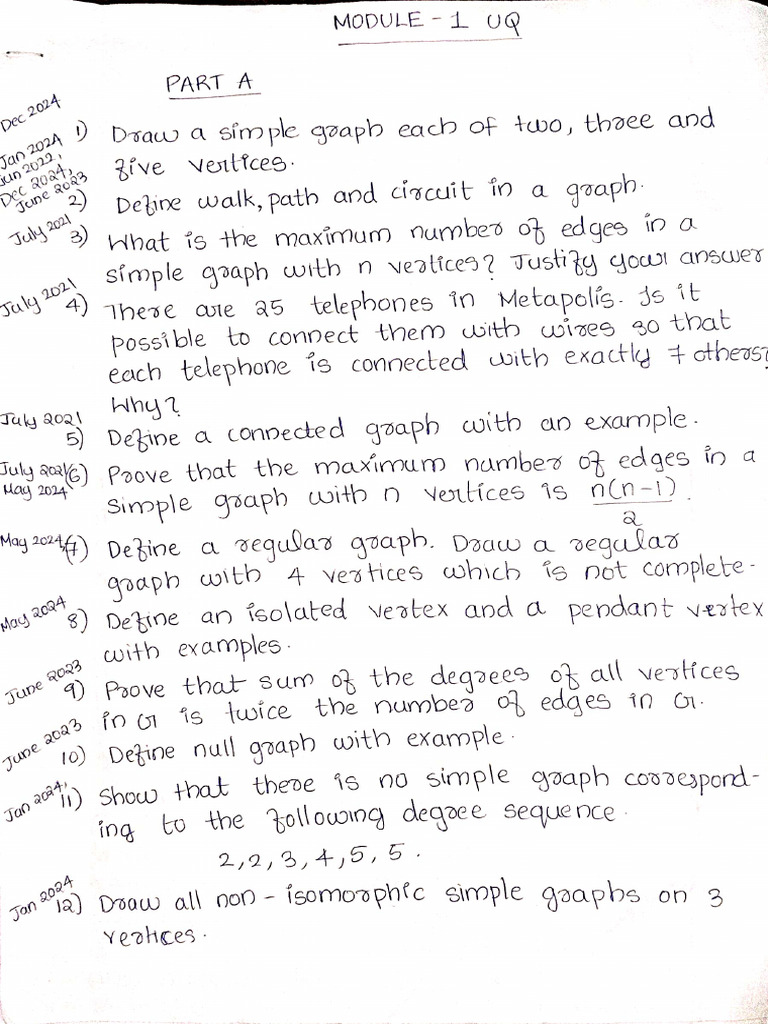 Graph Theory Nodule Wise Pyq | PDF