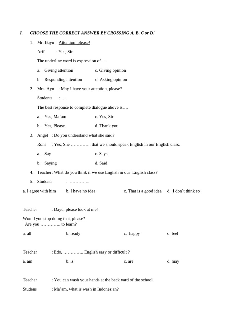 Soal Semester Ganjil Bahasa Inggris Kelas Viii | PDF