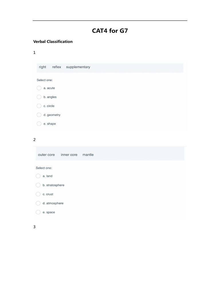 CAT4 for G7-02-Verbal Classification | PDF