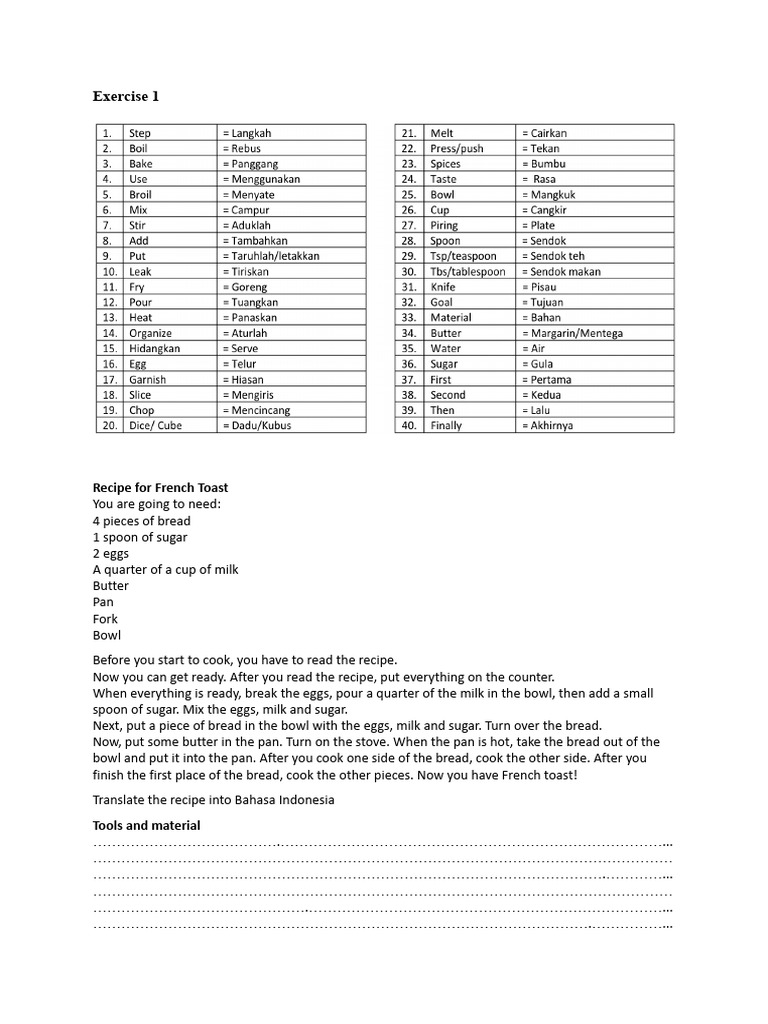 French Toast Recipe Instructions | PDF