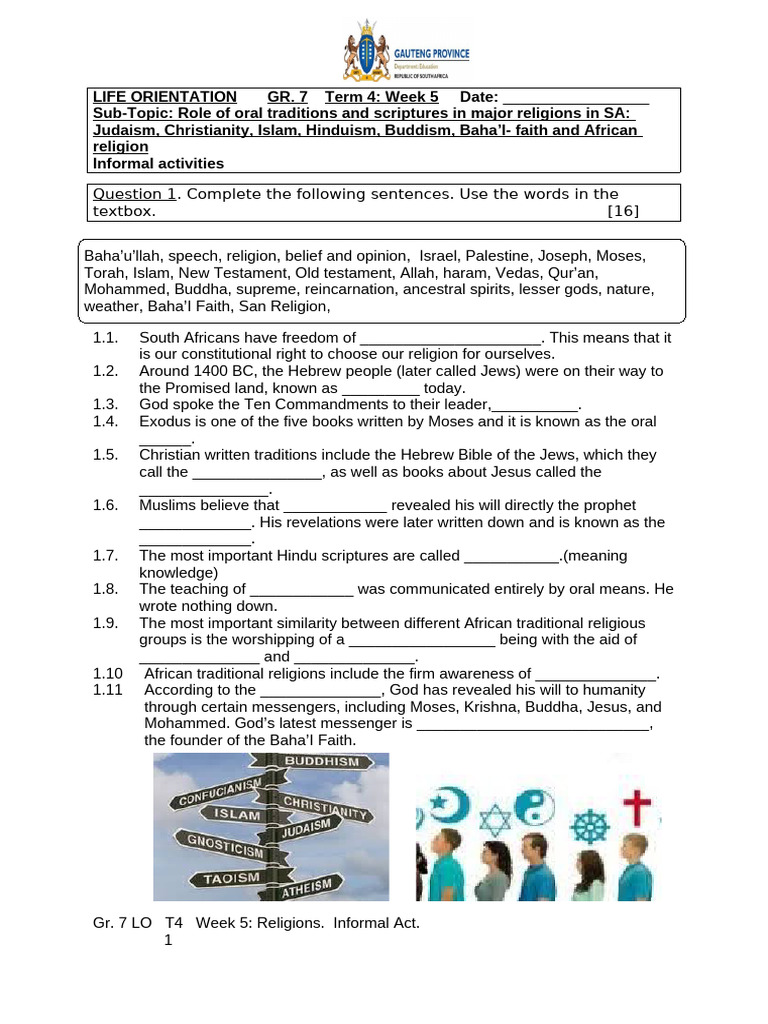 Oral Traditions in SA Religions | PDF | Bible | Religious Faiths