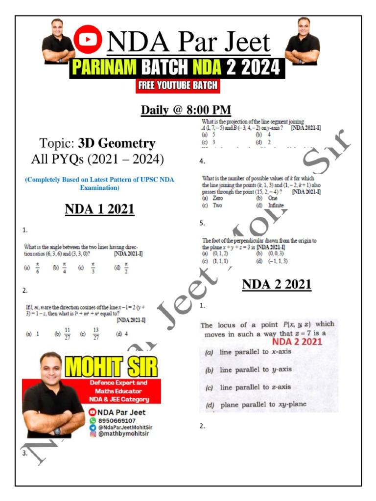 3D All PYQs Sheet 1 | PDF