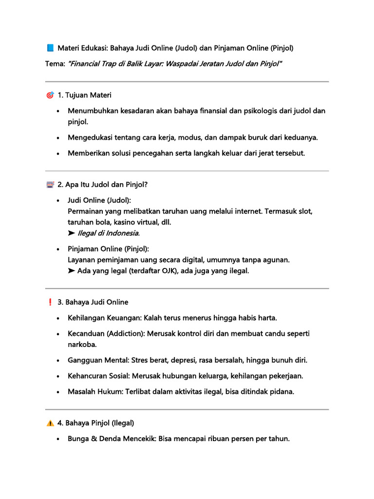 ? Materi Edukasi-Bahaya Judol Dan Pinjol | PDF