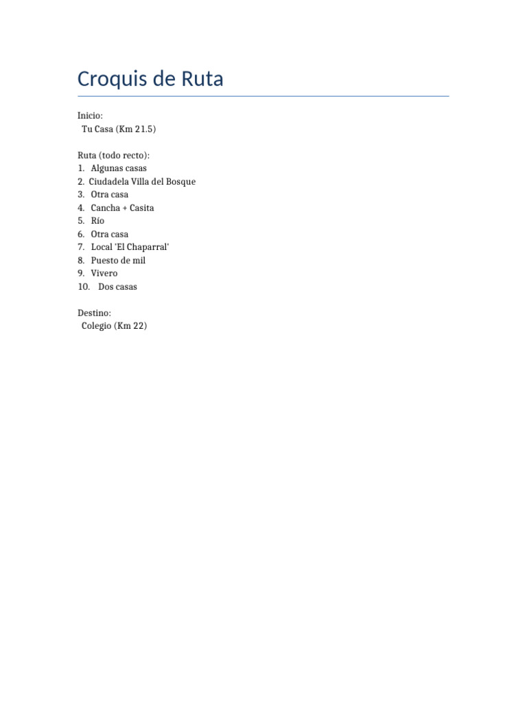 Croquis de Ruta | PDF